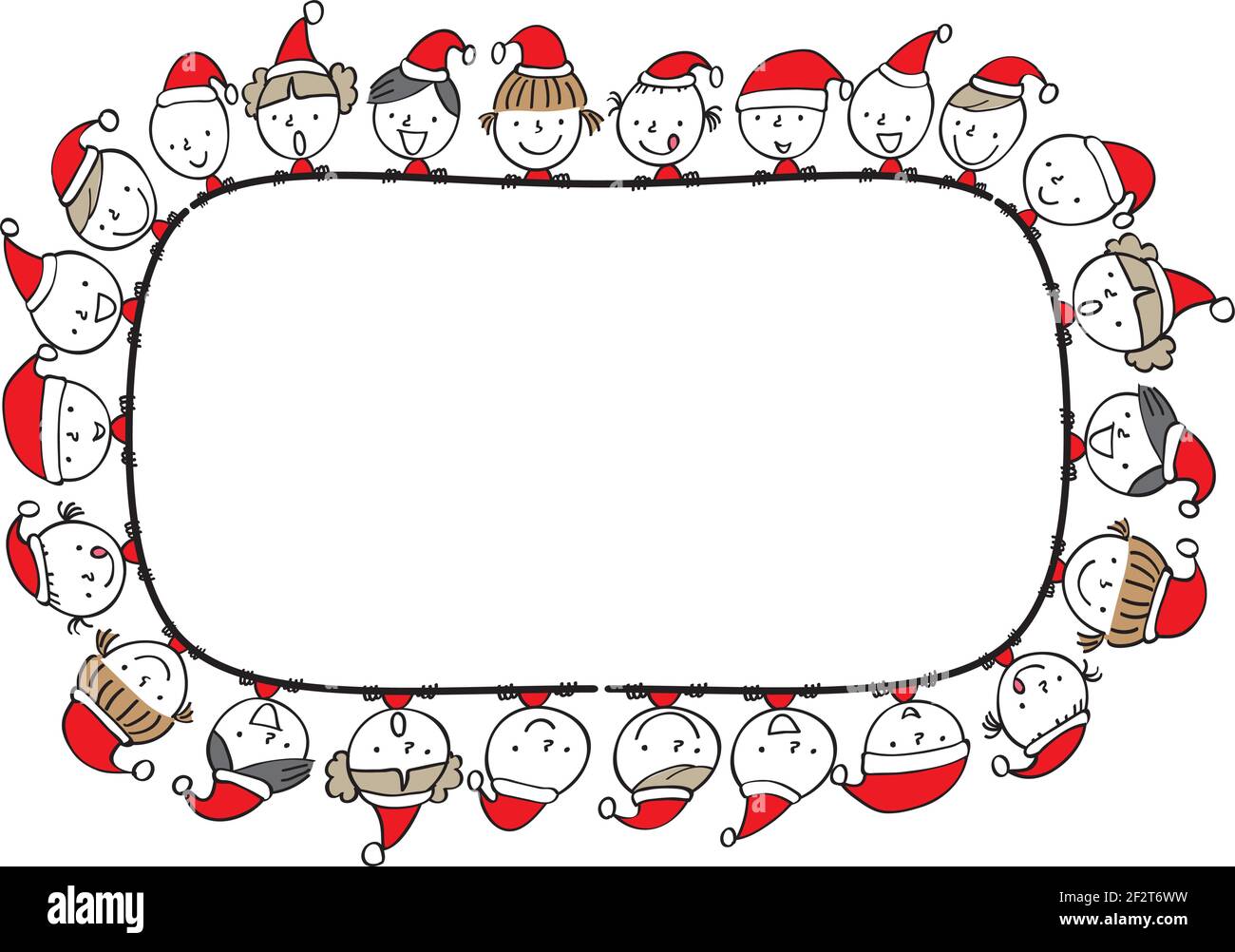 vector cartoon children with Christmas card Border , frame , card ...
