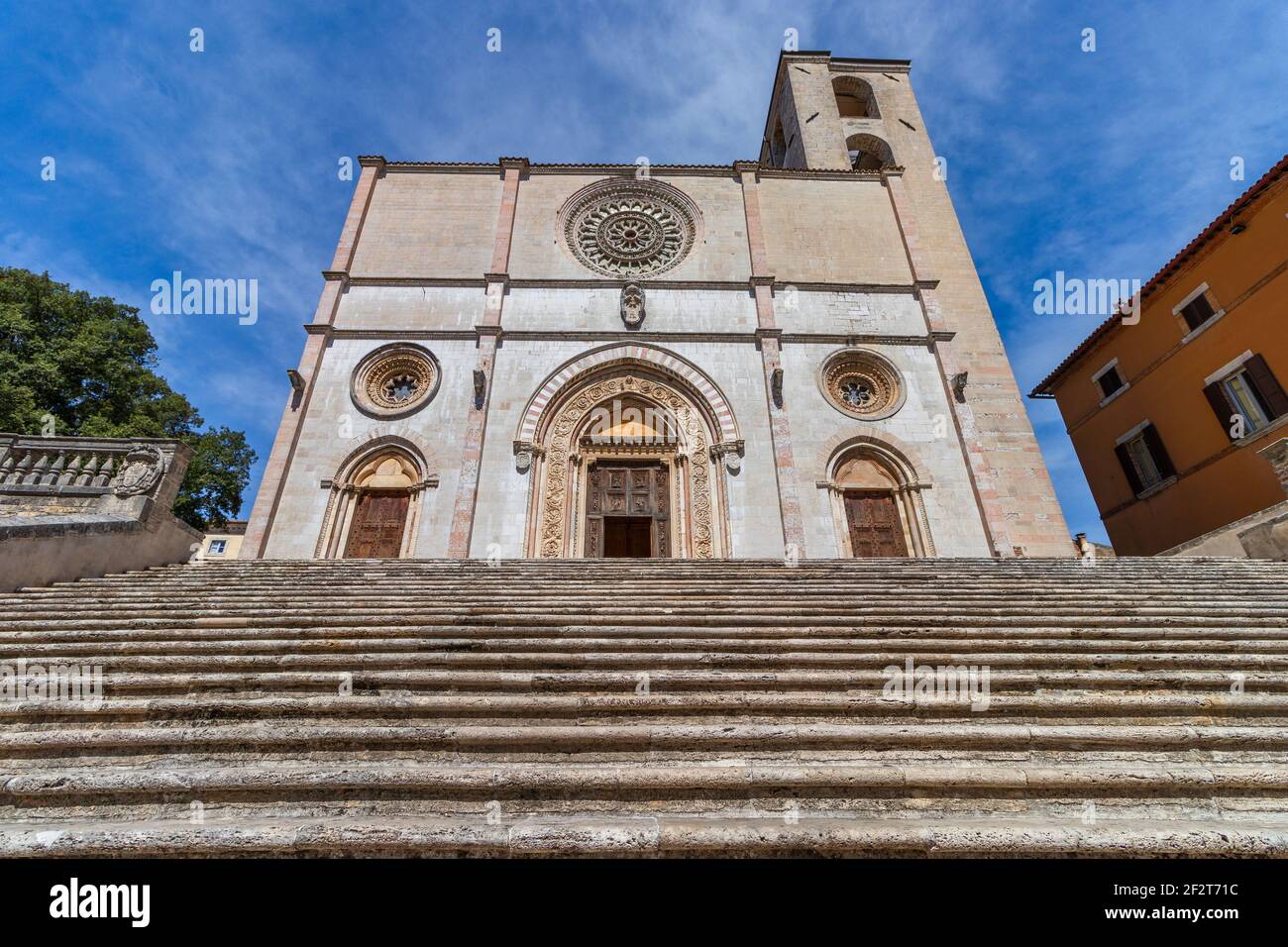 View of the facade and marble stairs of the The Gothic cathedral of ...