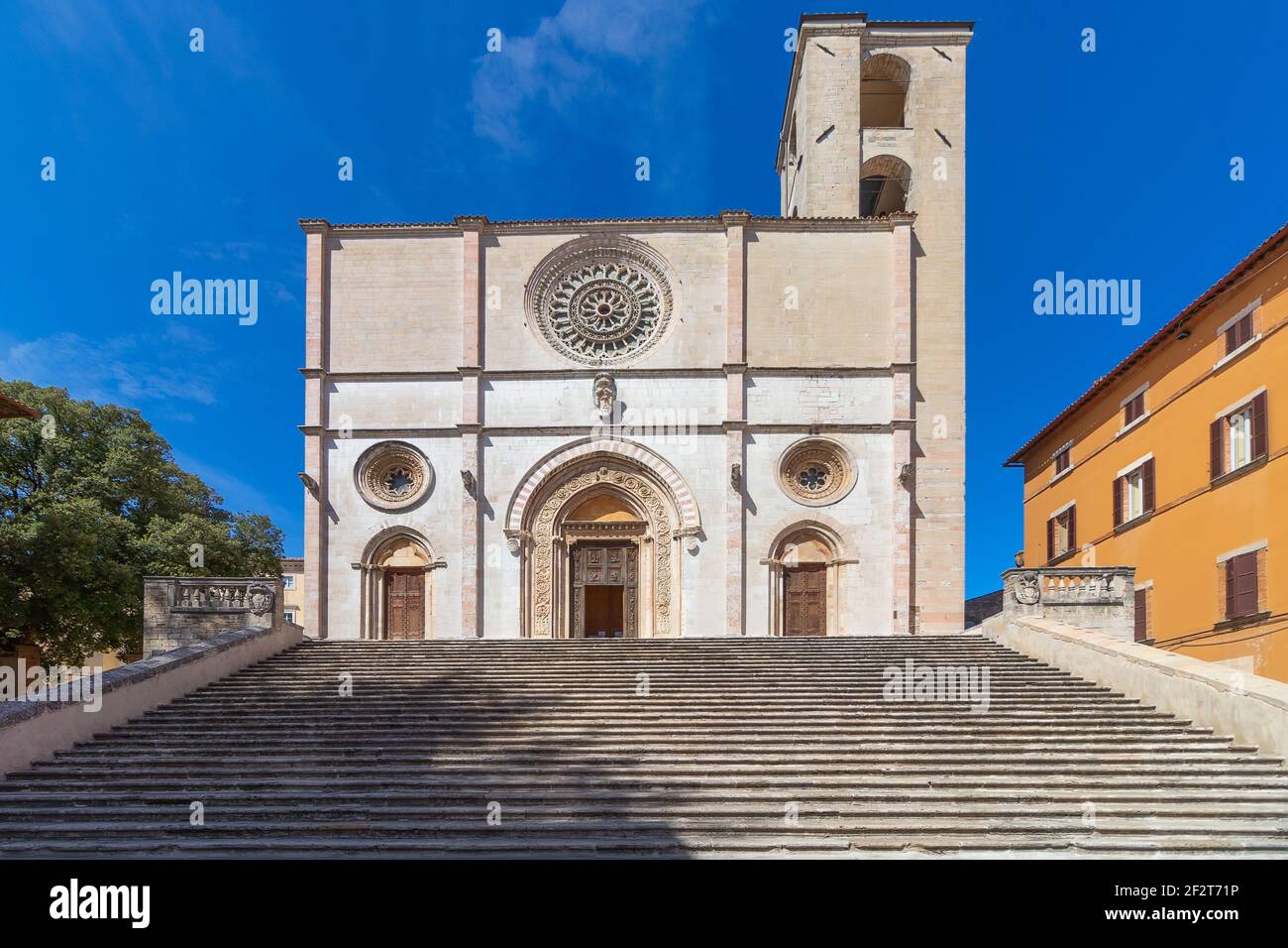 View of the facade and marble stairs of the The Gothic cathedral of ...
