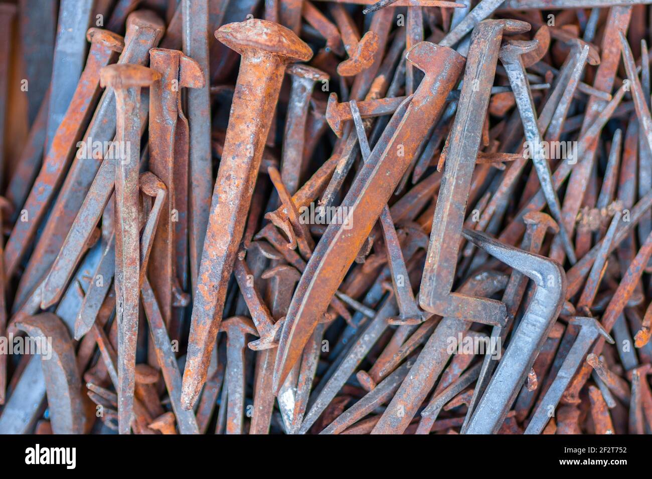Old rusty nails. Abstract metall background Stock Photo - Alamy
