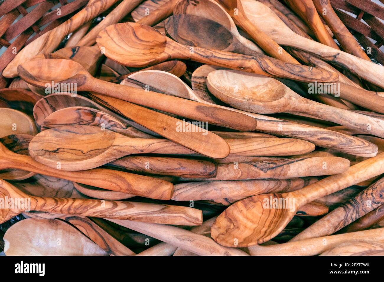 Wooden spoons collection. Texture of wooden spoons, Background of ...