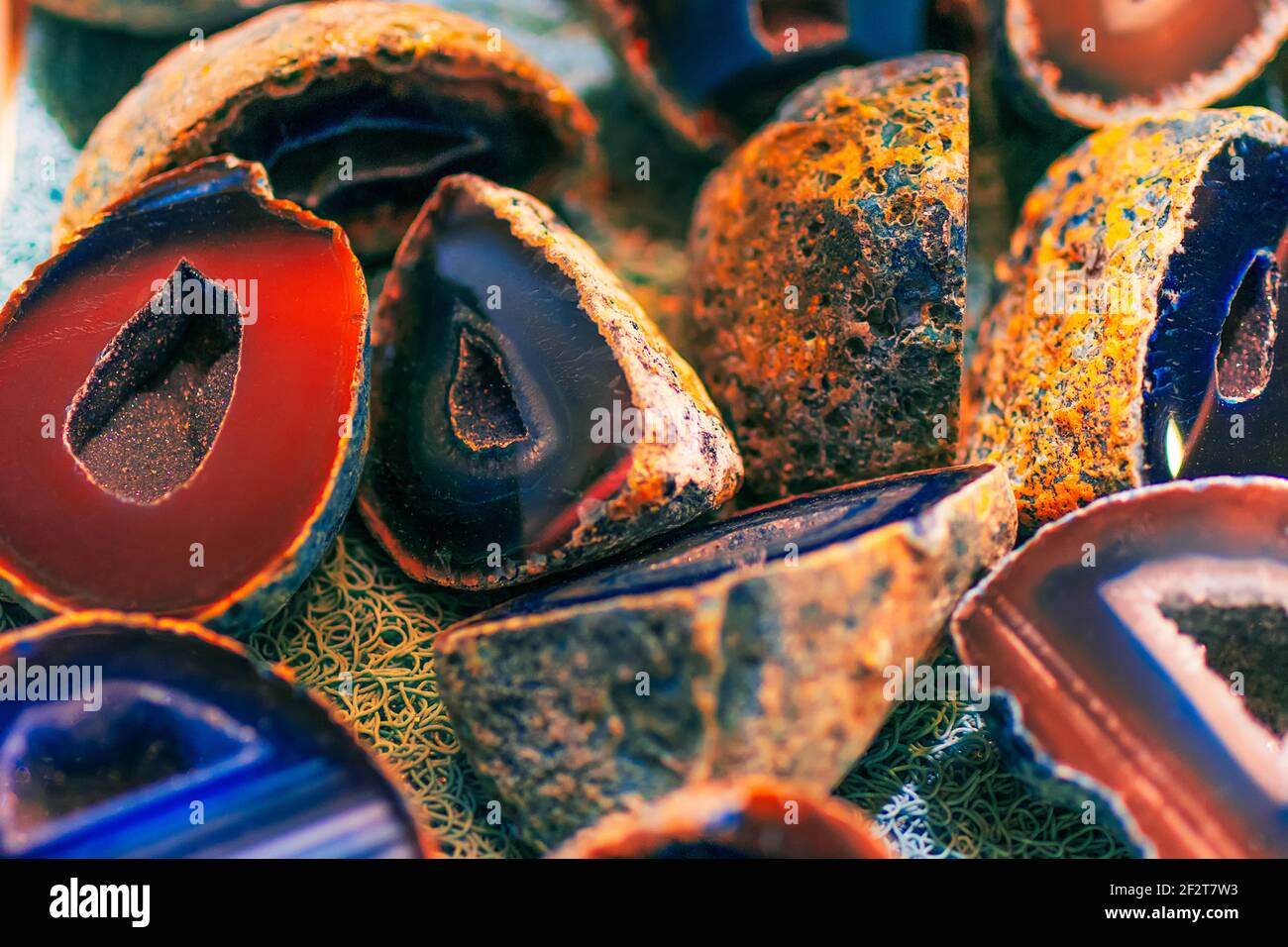 Collection of different crystals. Gemstones pattern. Crystal cross ...