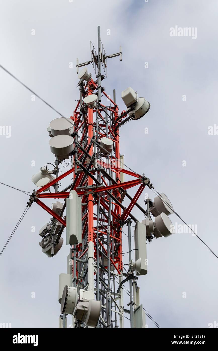Telecommunication mast with antennas Stock Photo - Alamy