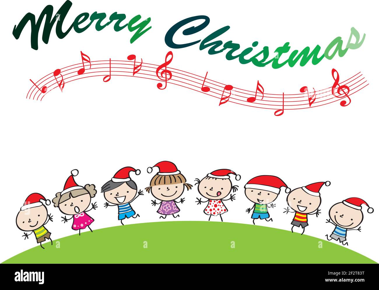 vector cartoon children with Christmas card Border , frame , card ...