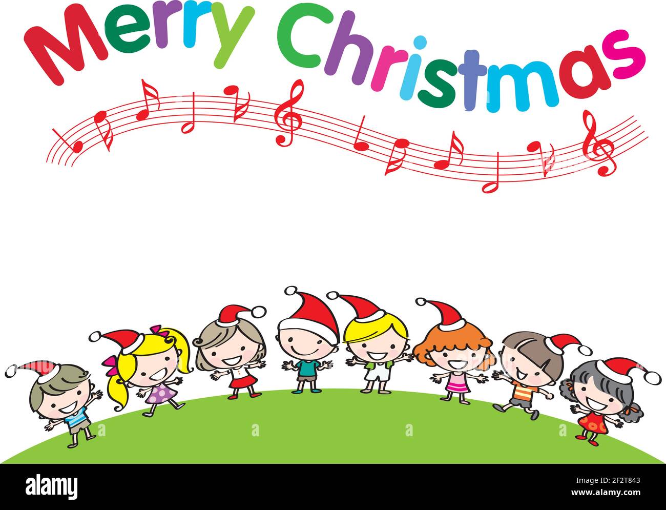 vector cartoon children with Christmas card Border , frame , card ...