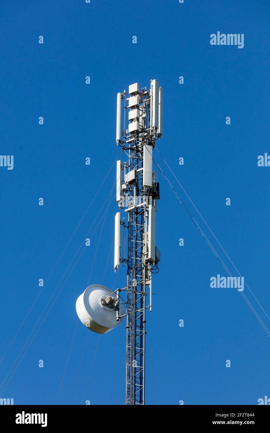 Telecommunication mast with antennas Stock Photo - Alamy