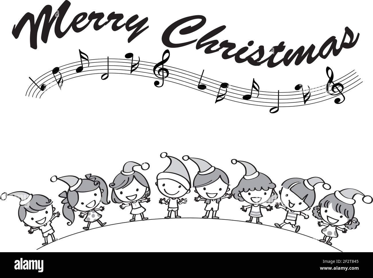 vector cartoon children with Christmas card Border , frame , card ...