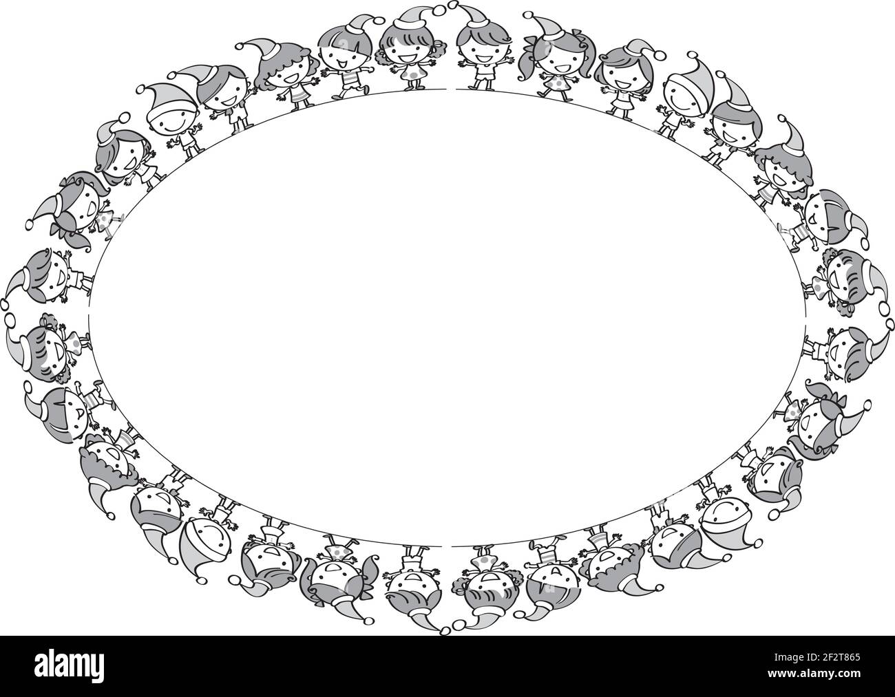 vector cartoon children with Christmas card Border , frame , card ...