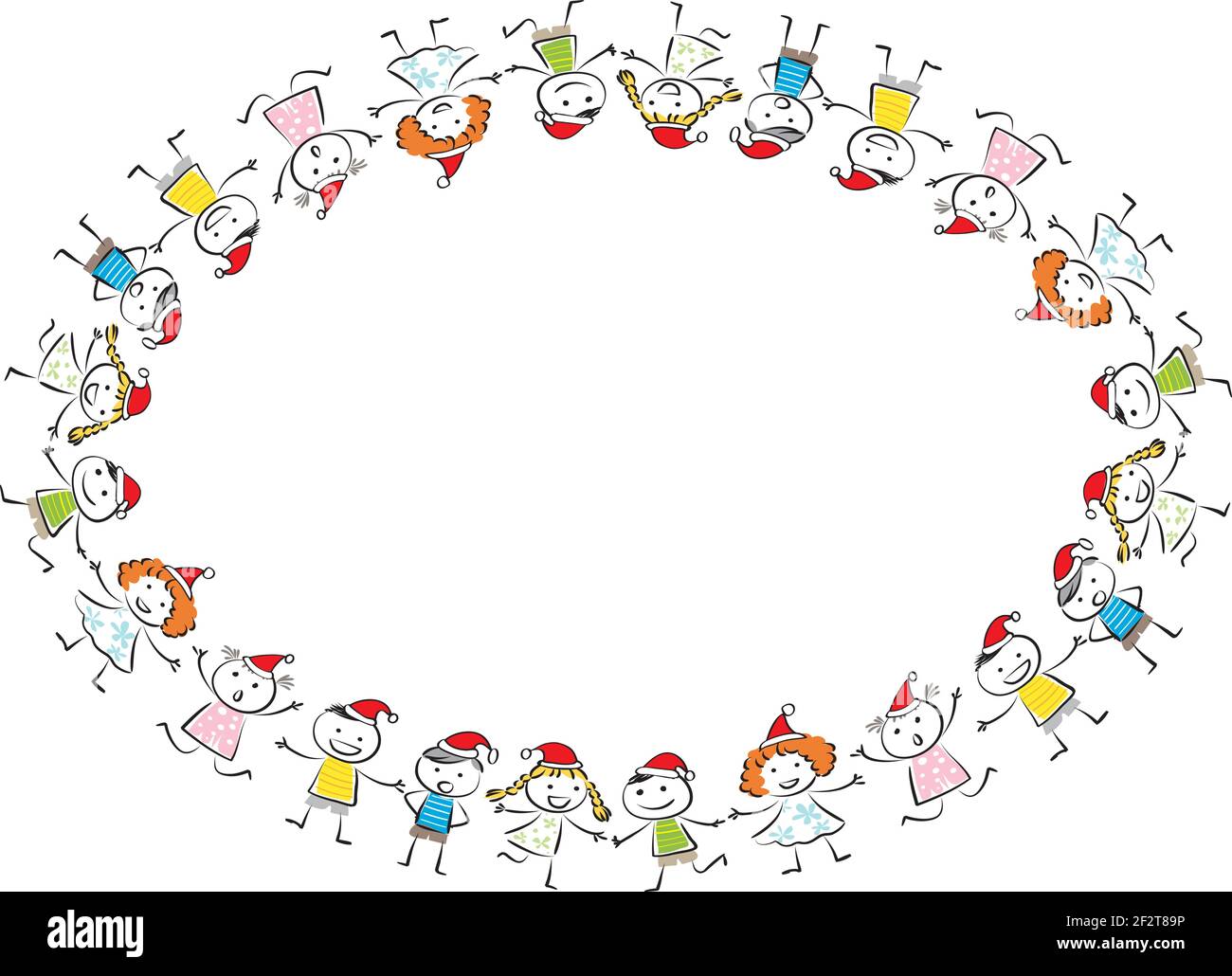 vector cartoon children with Christmas card Border , frame , card ...