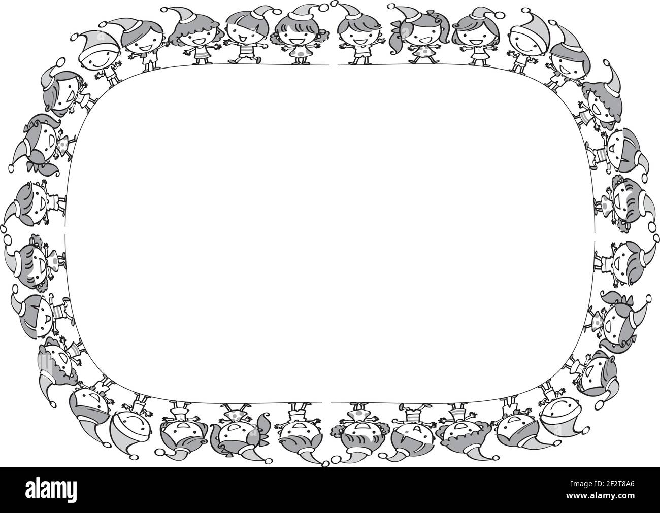 vector cartoon children with Christmas card Border , frame , card ...