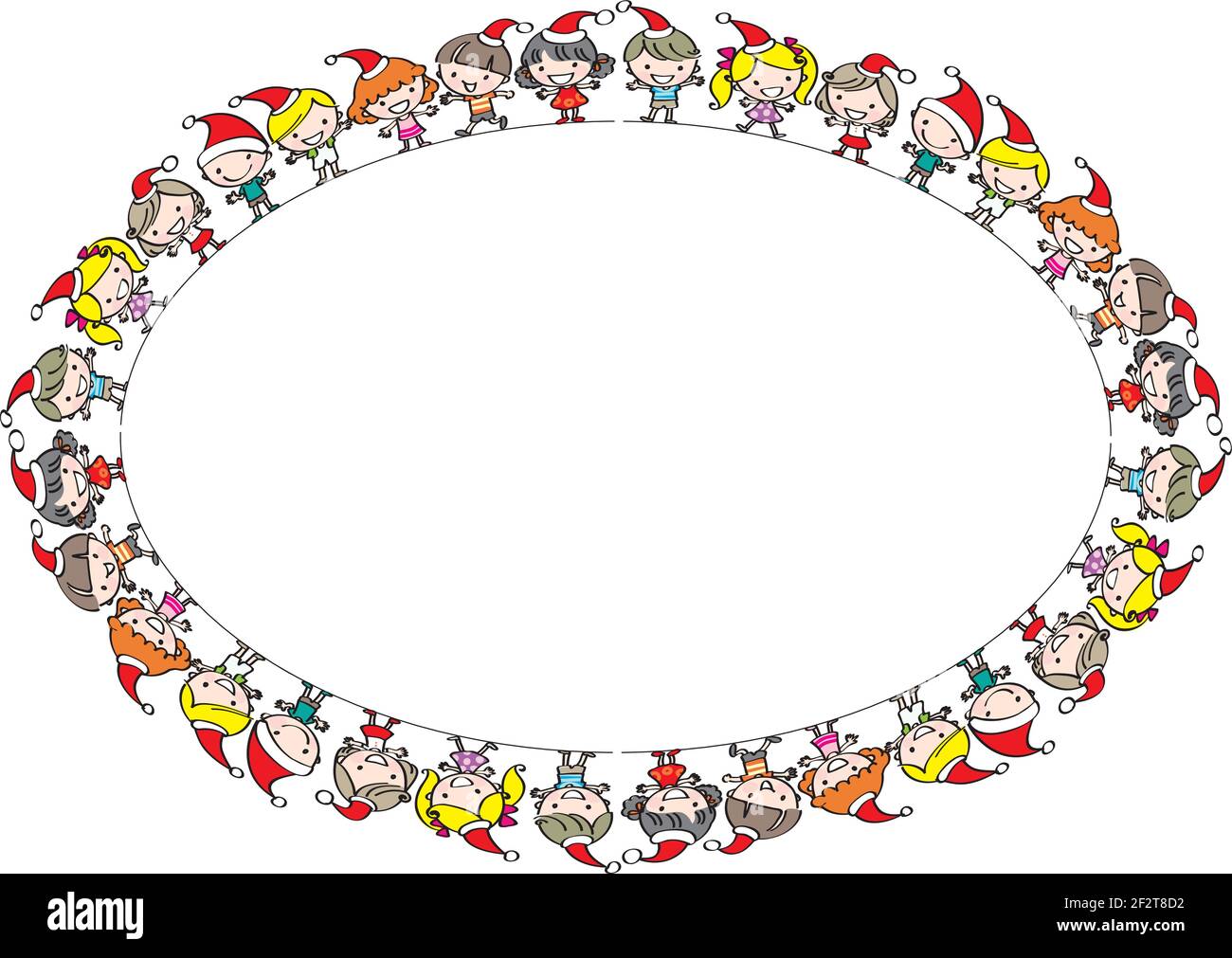 vector cartoon children with Christmas card Border , frame , card ...