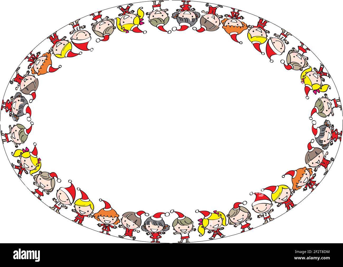 vector cartoon children with Christmas card Border , frame , card ...