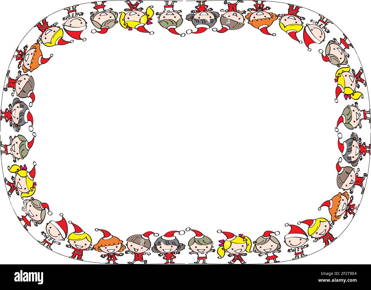 vector cartoon children with Christmas card Border , frame , card ...