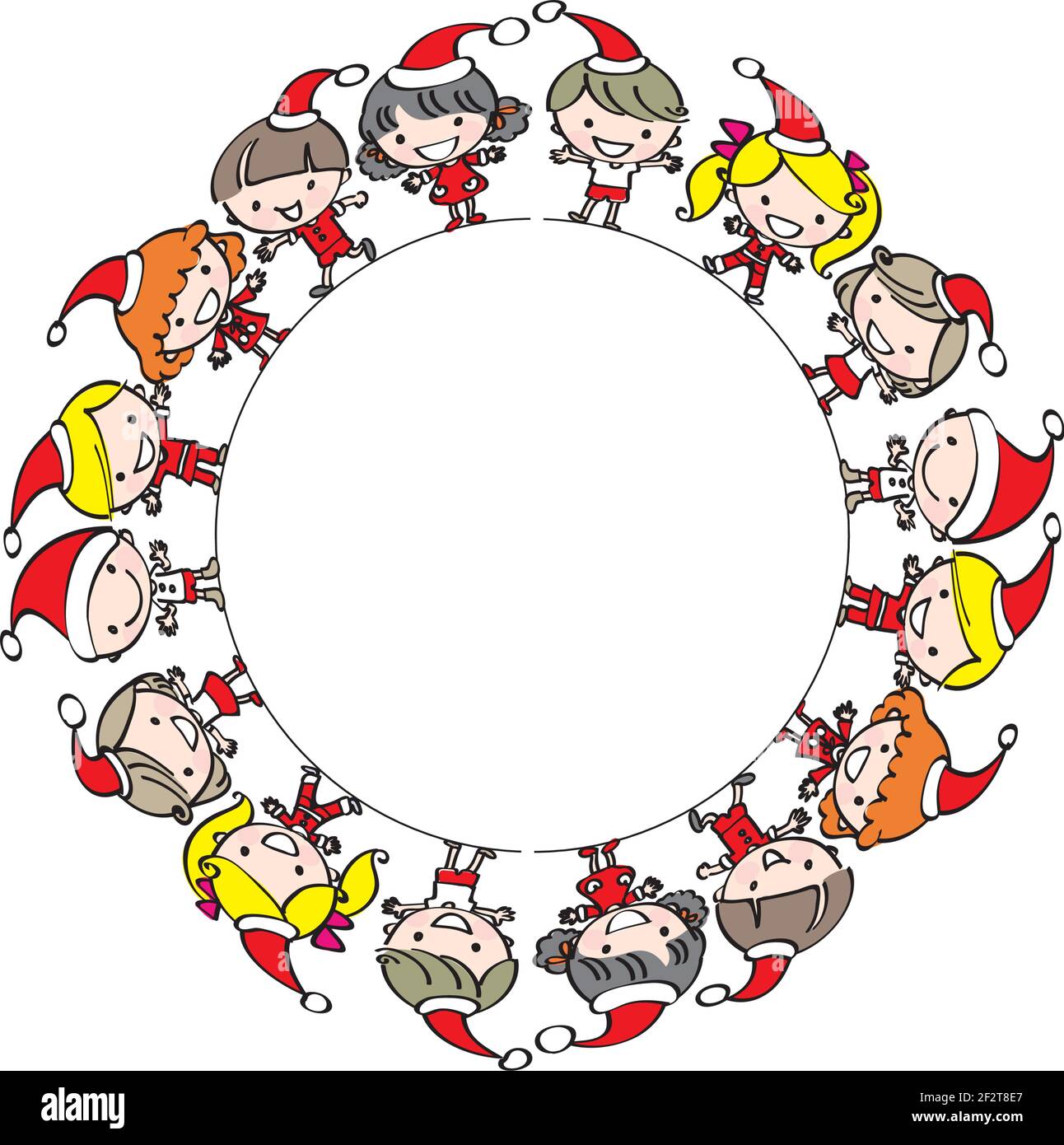 vector cartoon children with Christmas card Border , frame , card ...