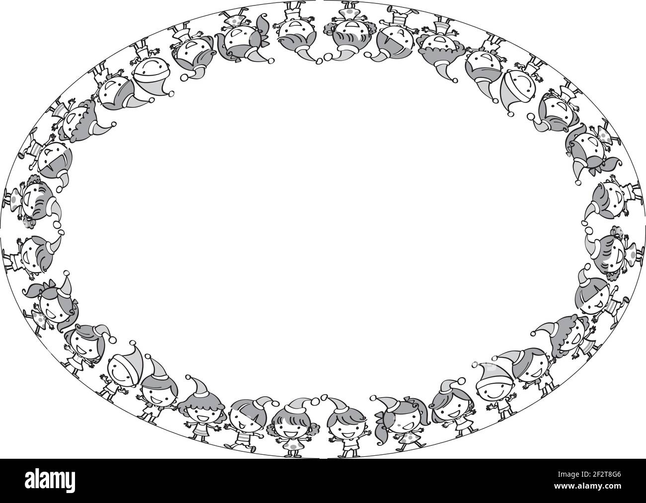 vector cartoon children with Christmas card Border , frame , card ...