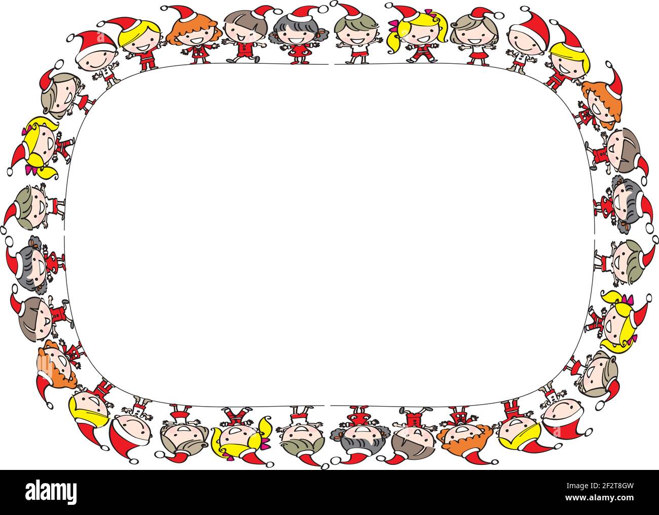 vector cartoon children with Christmas card Border , frame , card ...