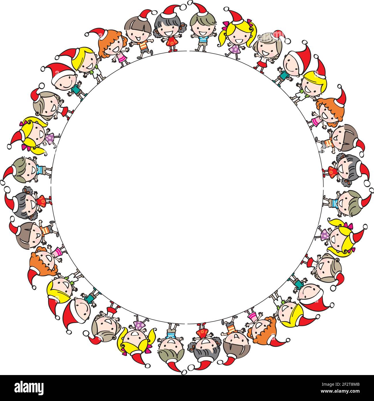 vector cartoon children with Christmas card Border , frame , card ...