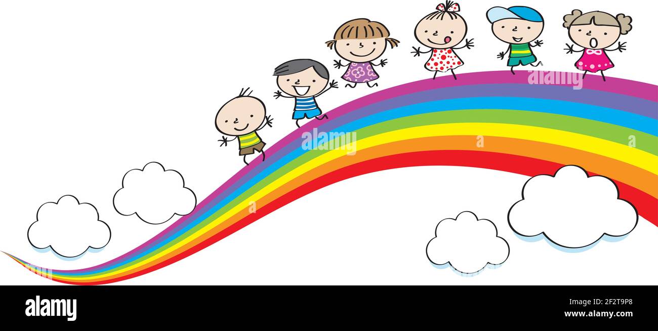Children rainbow rain Stock Vector Images - Alamy
