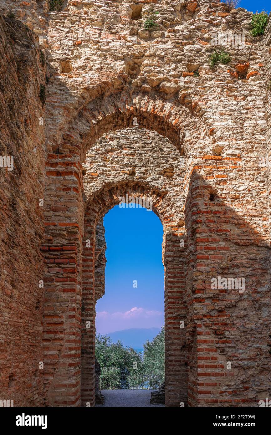 Sirmione, Italy - March 25, 2019: Arches of an ancient roman villa ...