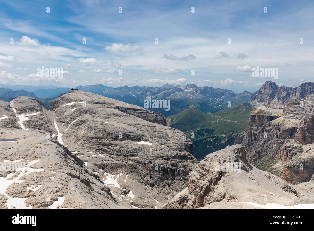Italian Dolomites Alps. View from the top of the Piz Boe mountain ...