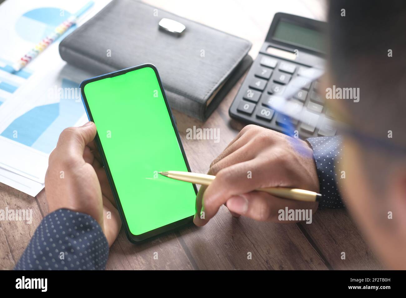 Man scrolling phone green screen hi-res stock photography and images ...