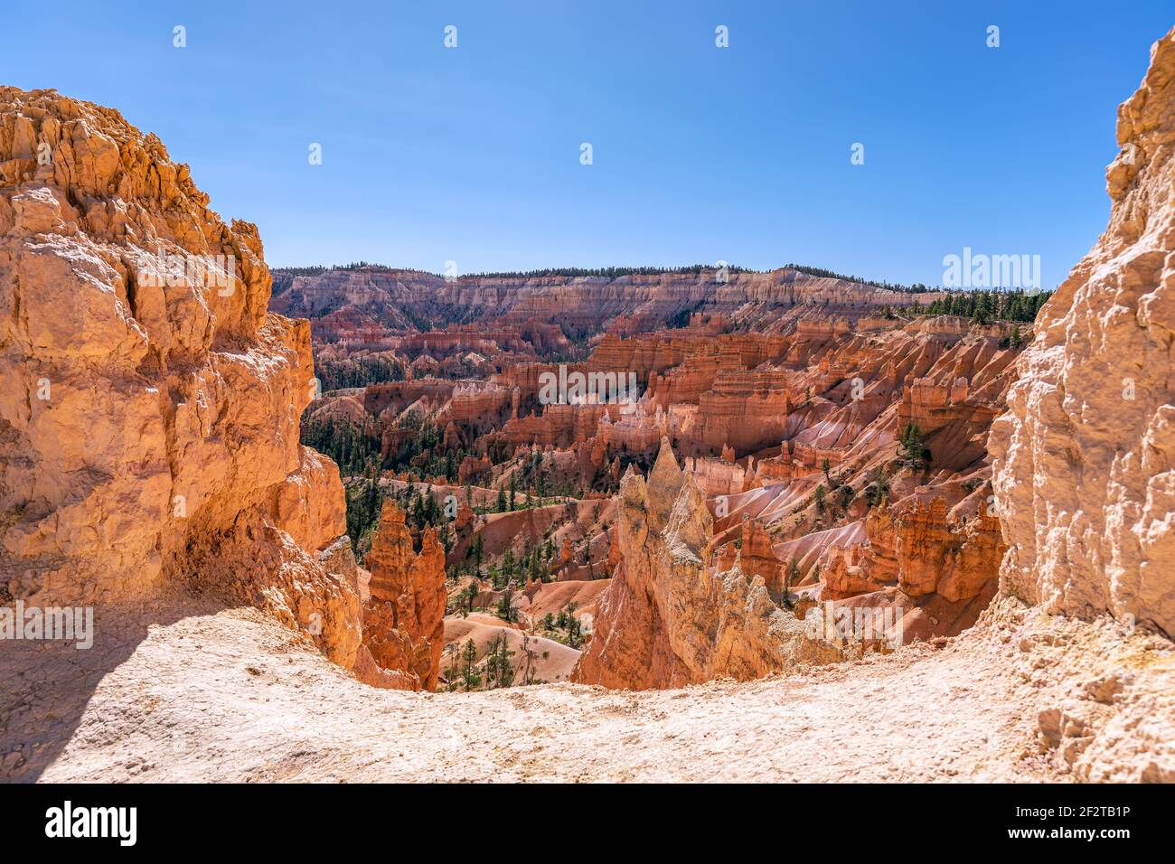 View of amazing hoodoos sandstone formations in scenic Bryce Canyon ...