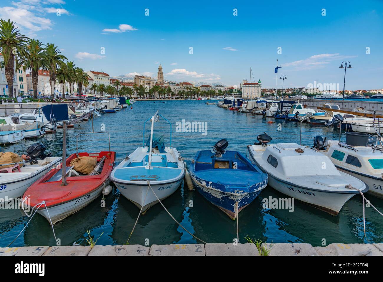 Cityscape of Split viewed behind mooring boats, Croatia Stock Photo - Alamy