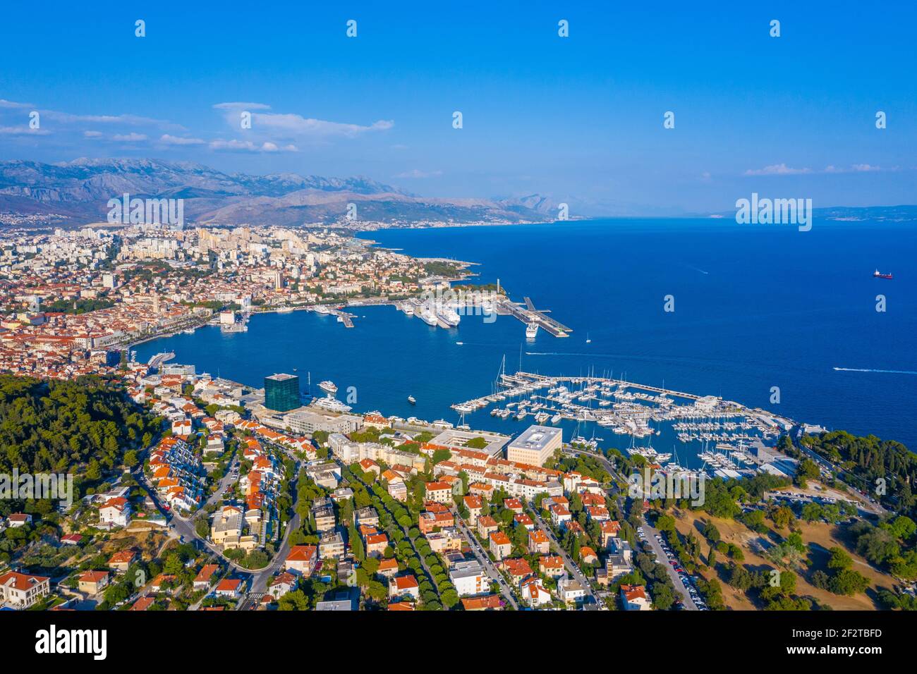 Aerial view of marina at Croatian town Split Stock Photo - Alamy
