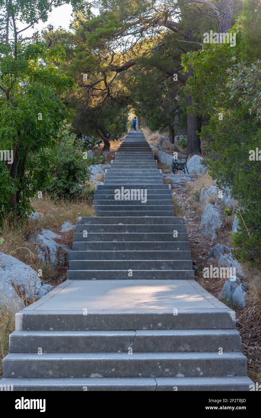 Stairs leading to the top of Marjan hill in Split, Croatia Stock Photo ...