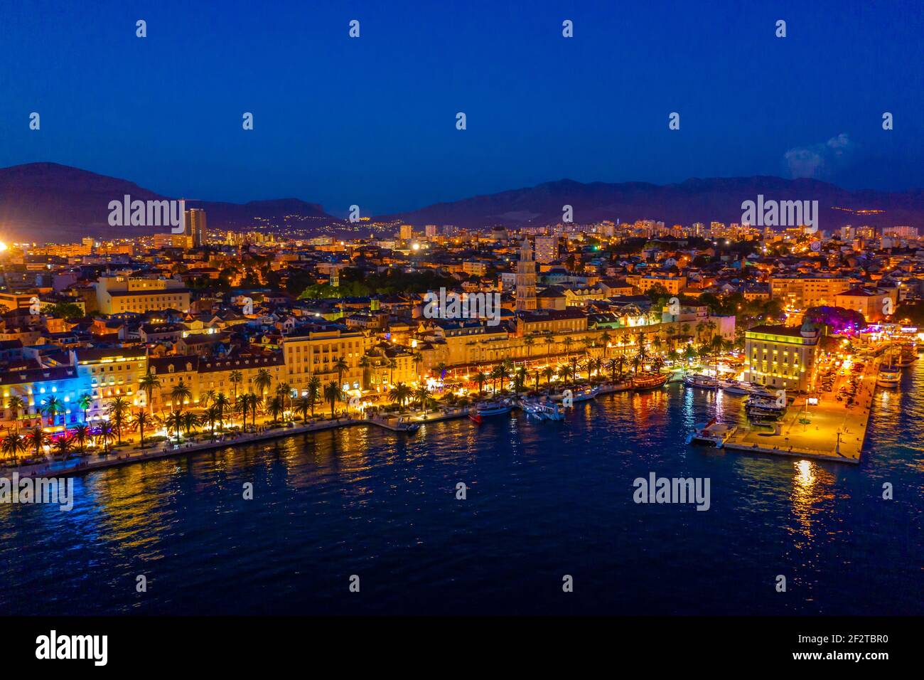 Night aerial view of Croatian city Split Stock Photo - Alamy