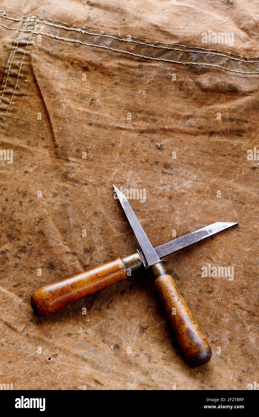 Vintage handmade sharp tools, France Stock Photo - Alamy