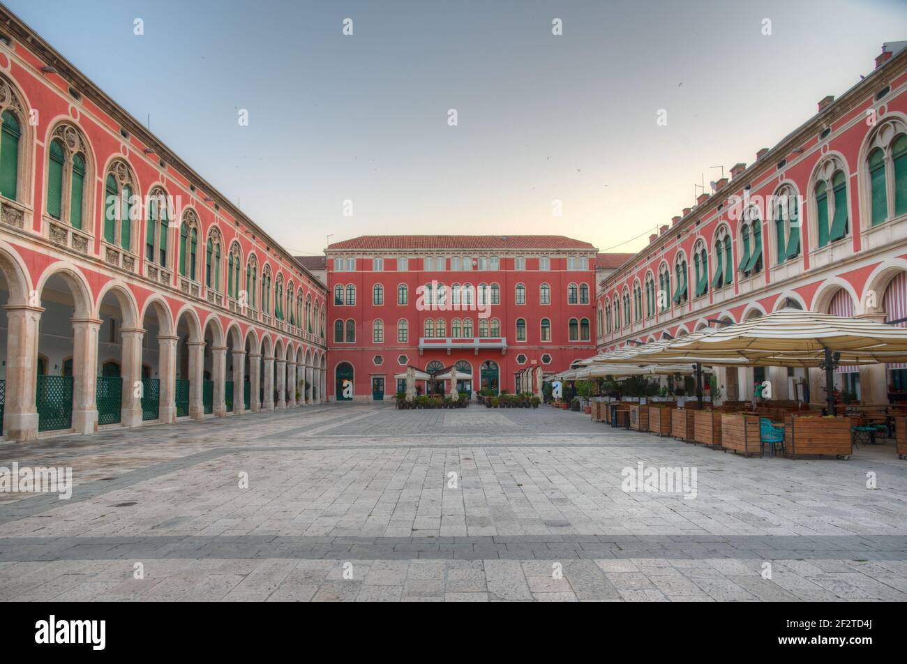 Sunrise view of the Republic square in Split, Croatia Stock Photo - Alamy