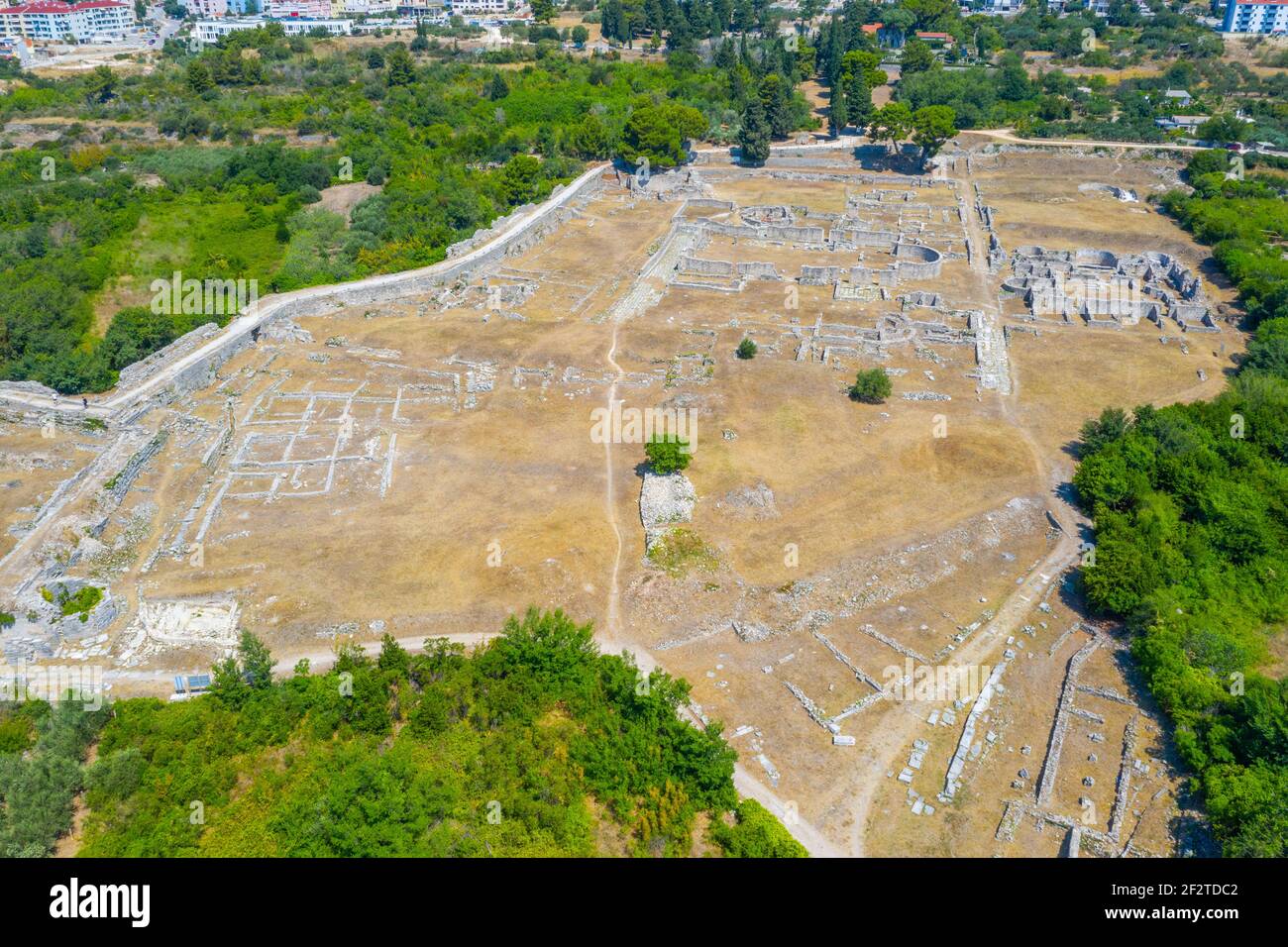 Aerial view of Roman ruins of ancient Salona near Split, Croatia Stock ...