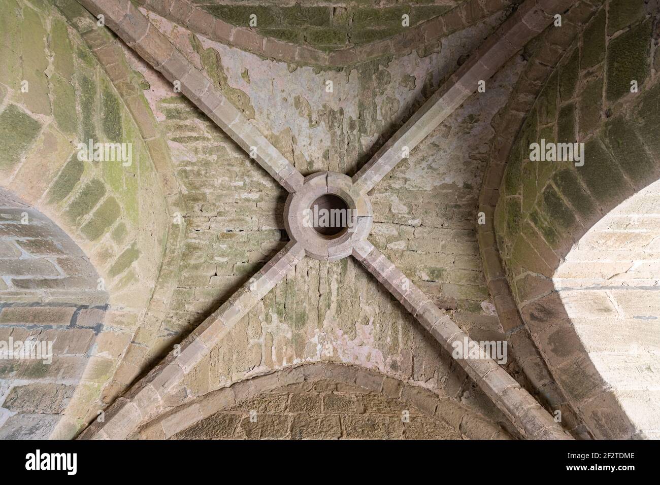 Skillful stone laying on the tower ceiling of medieval castle of ...