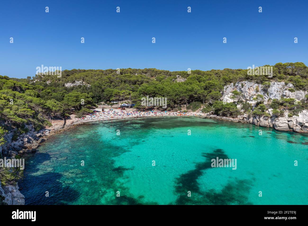 Panoramic view of the most beautiful beach Cala Macarella of Menorca ...