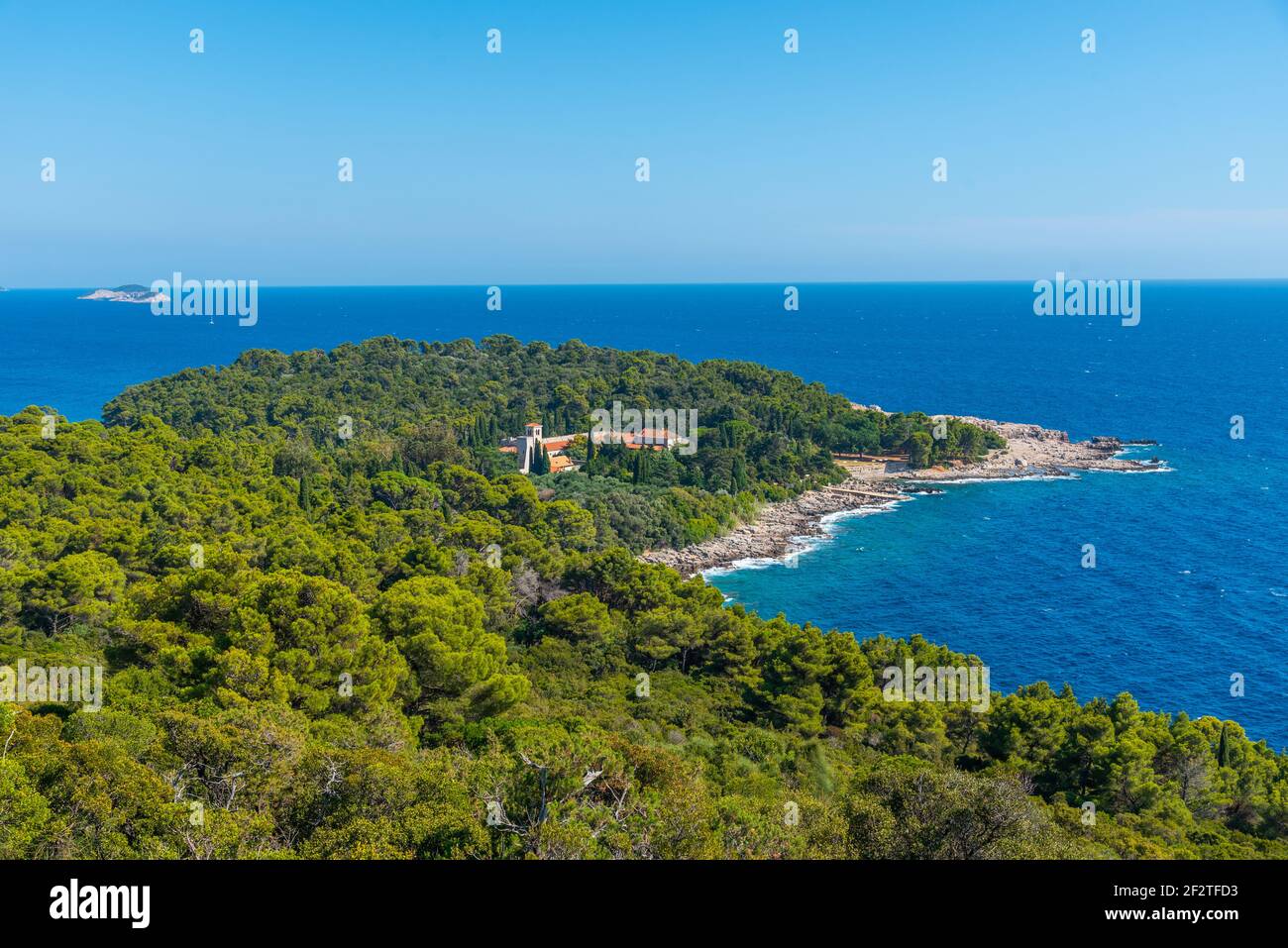 Aerial view of Lokrum island in Croatia with benedictine Monastery Of ...