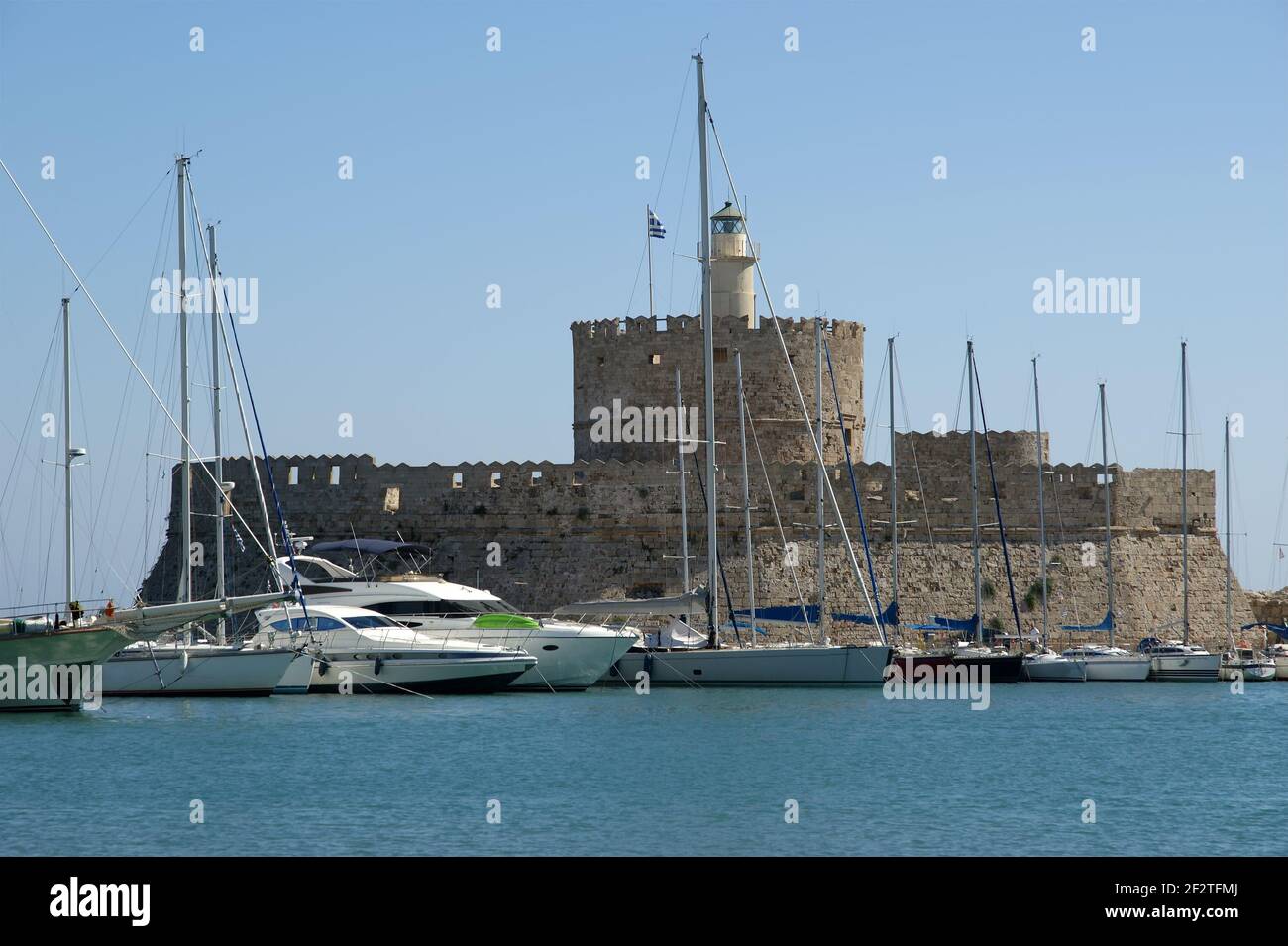 Rhodes Tower of St. Nicholas, Greece Stock Photo - Alamy