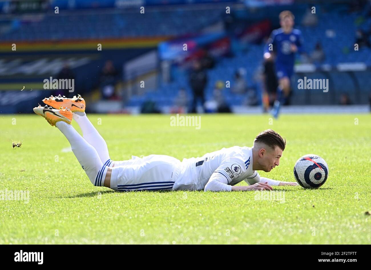 Leeds United's Ezgjan Alioski attempts a diving header during the ...