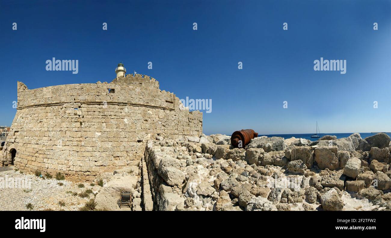 Rhodes Tower of St. Nicholas, Greece Stock Photo - Alamy