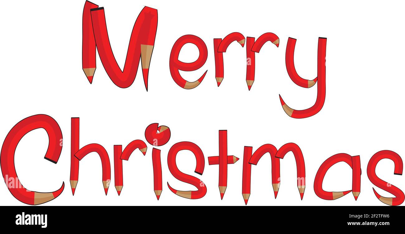 vector red pencil merry Christmas text design Stock Vector Image & Art ...