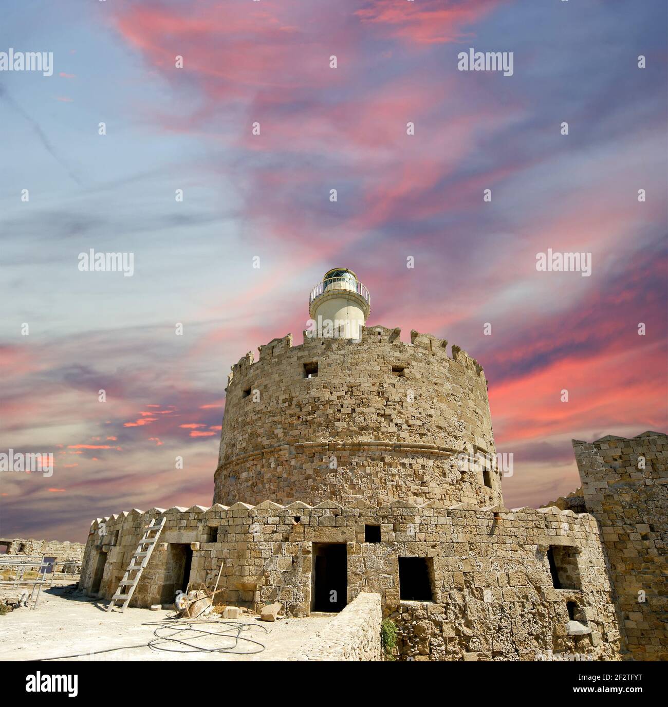 Rhodes Tower of St. Nicholas, Greece Stock Photo - Alamy
