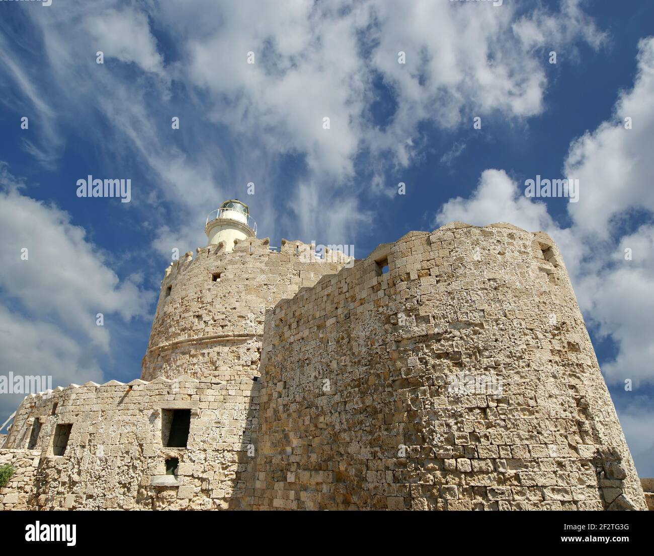 Rhodes Tower of St. Nicholas, Greece Stock Photo - Alamy