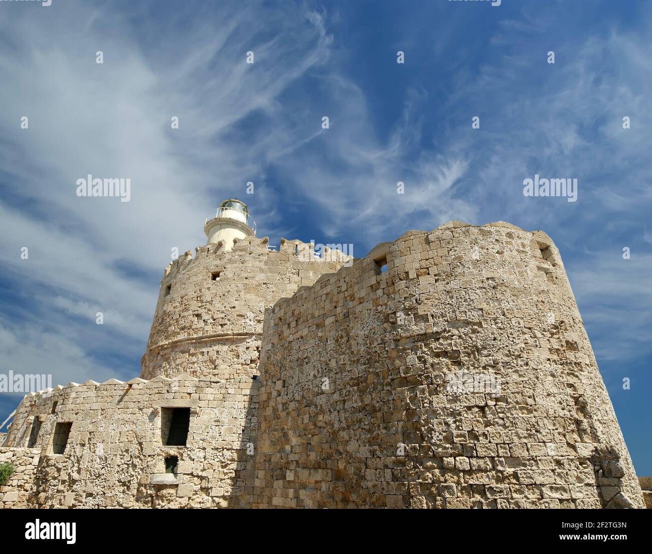 Rhodes Tower of St. Nicholas, Greece Stock Photo - Alamy
