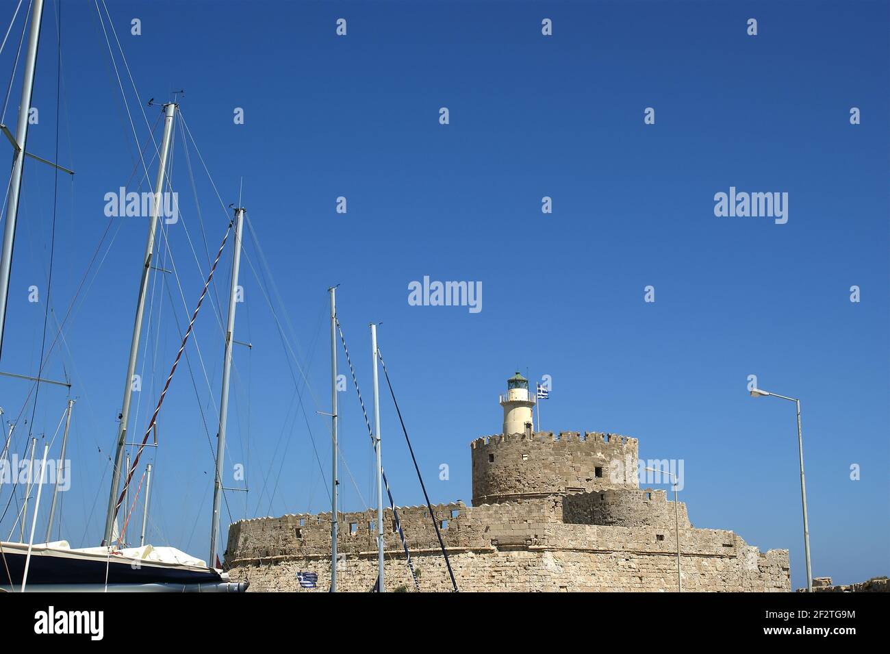 Rhodes Tower of St. Nicholas, Greece Stock Photo - Alamy