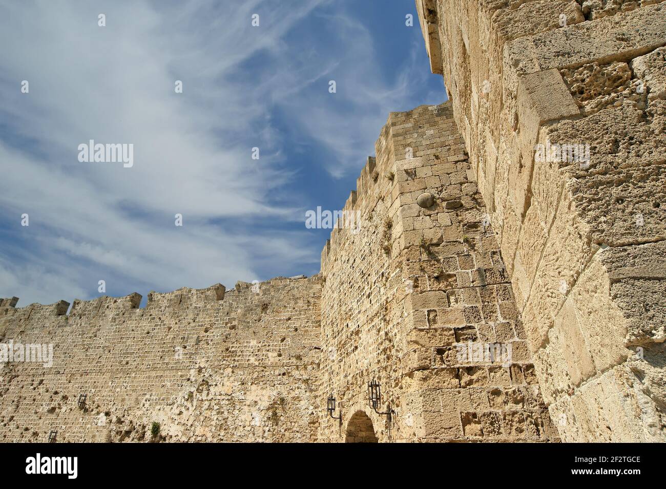 Medieval city walls in Rhodes town, Greece Stock Photo - Alamy