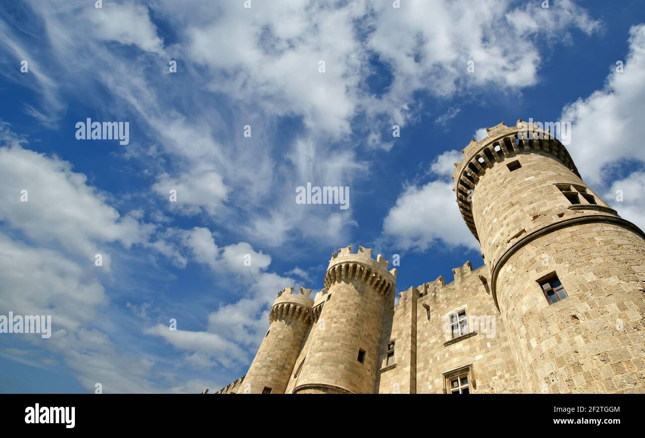 Rhodes Island, Greece, a symbol of Rhodes, of the famous Knights Grand ...