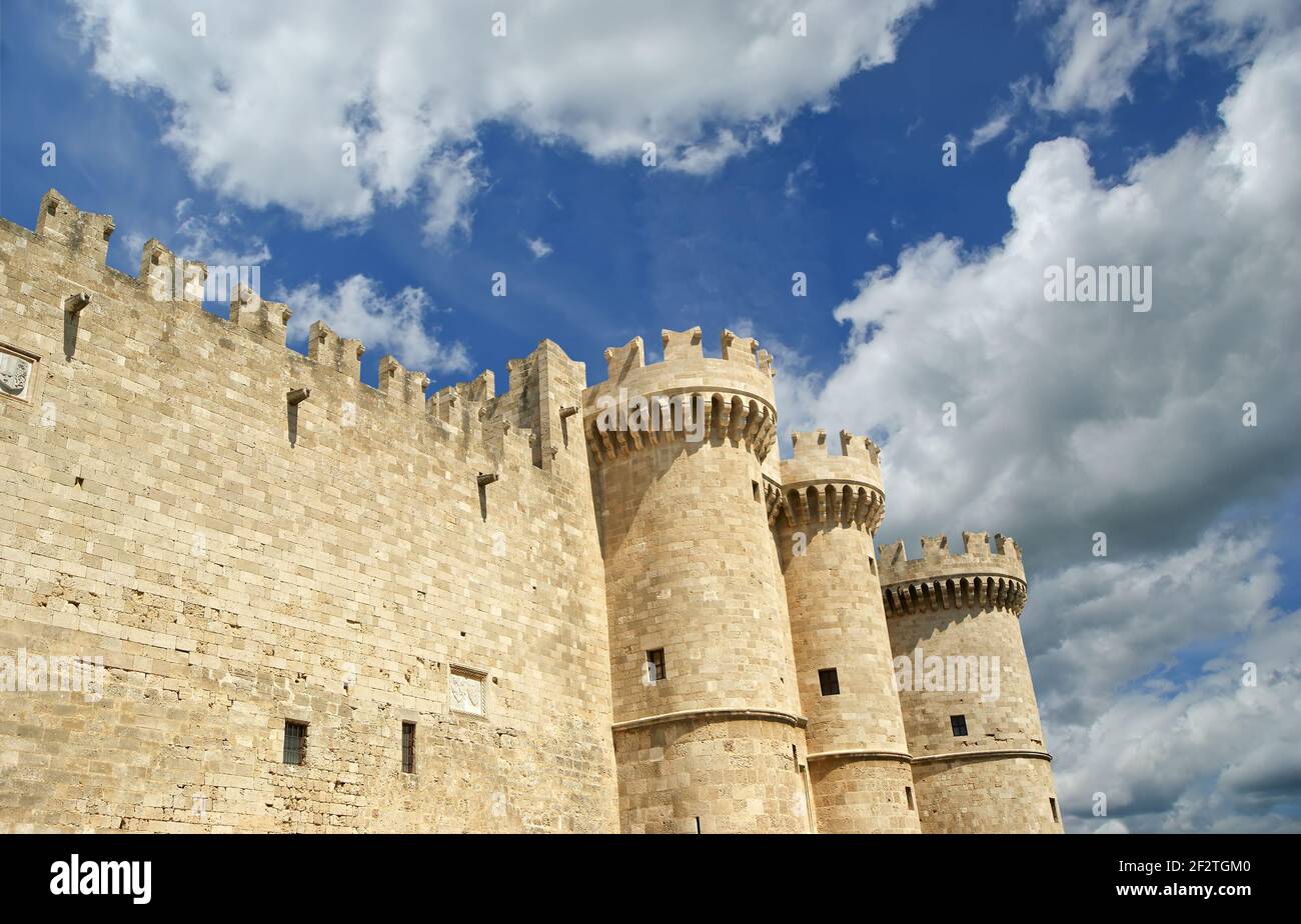 Rhodes Island, Greece, a symbol of Rhodes, of the famous Knights Grand ...