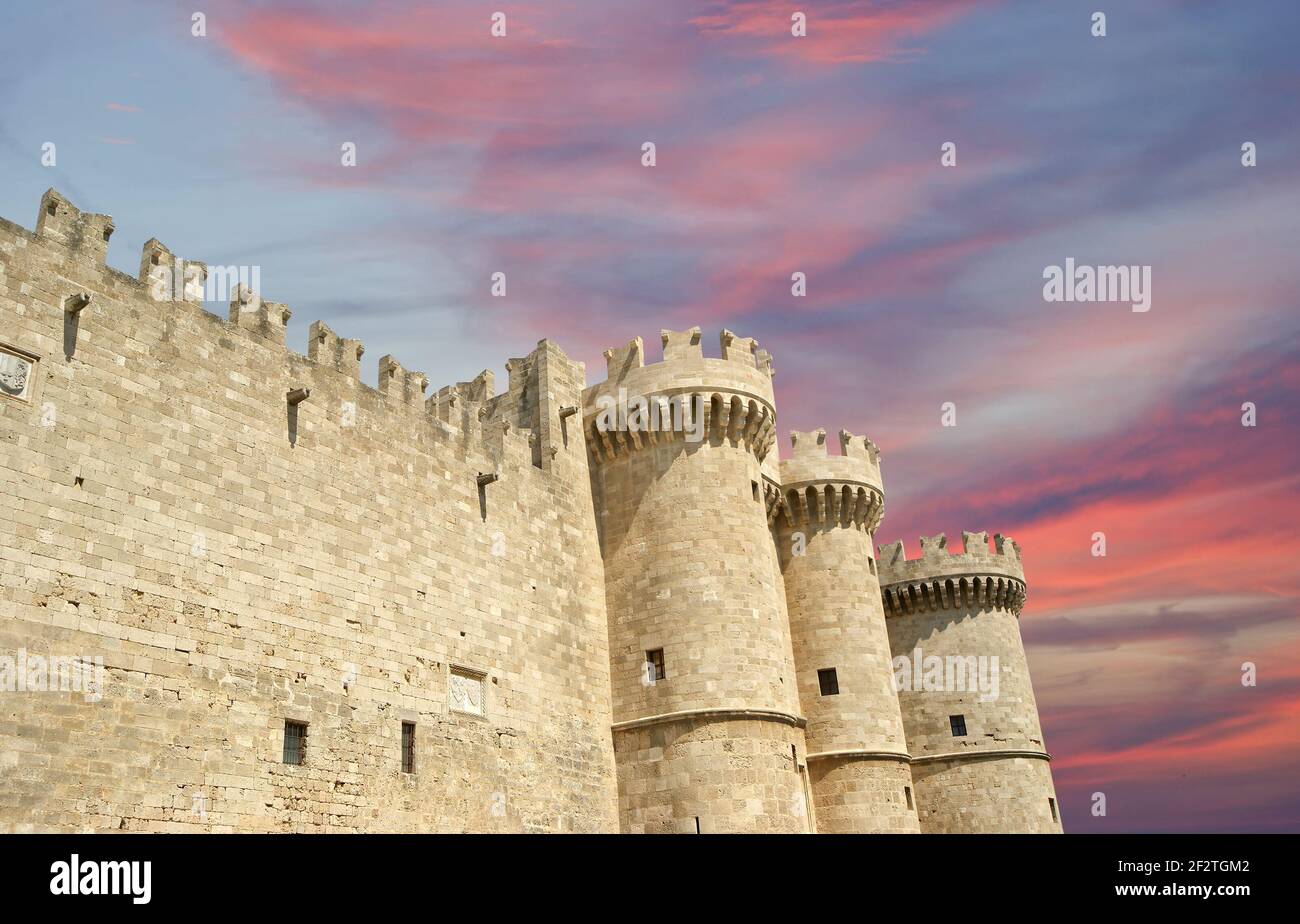 Rhodes Island, Greece, a symbol of Rhodes, of the famous Knights Grand ...