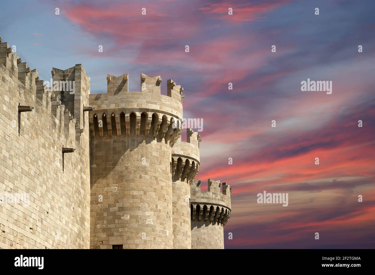 Rhodes Island, Greece, a symbol of Rhodes, of the famous Knights Grand ...