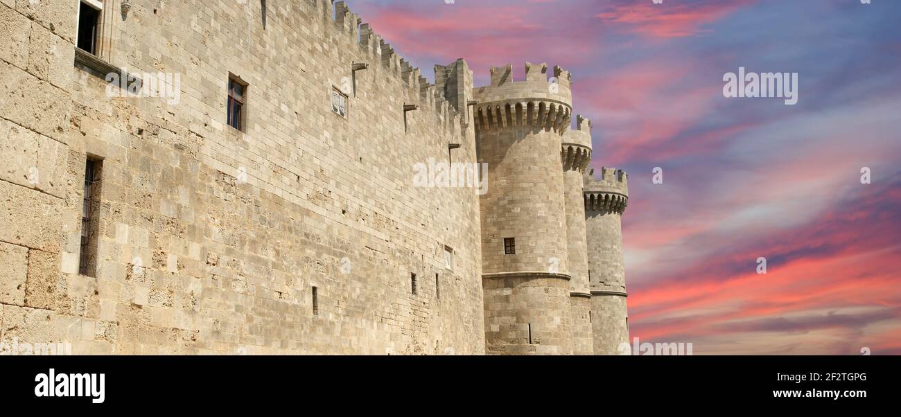 Rhodes Island, Greece, a symbol of Rhodes, of the famous Knights Grand ...